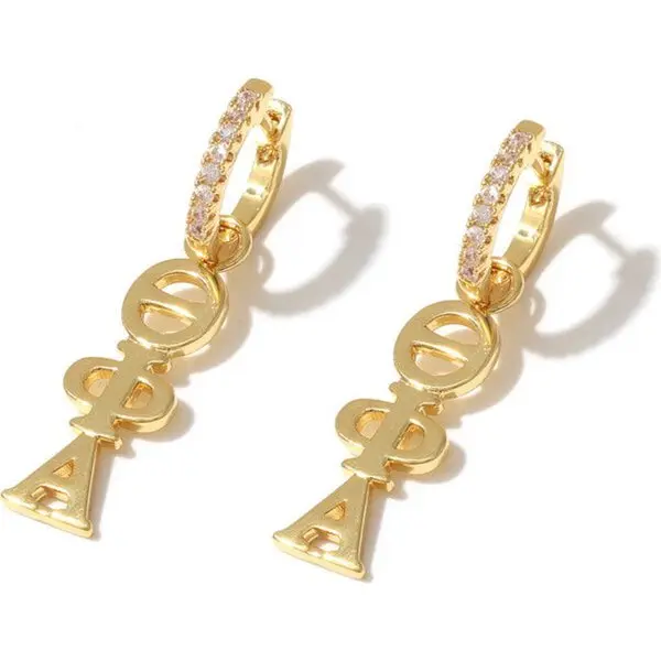 COLOR SHOUT Theta Phi Alpha Huggie And Charm Earrings - Yellow Gold