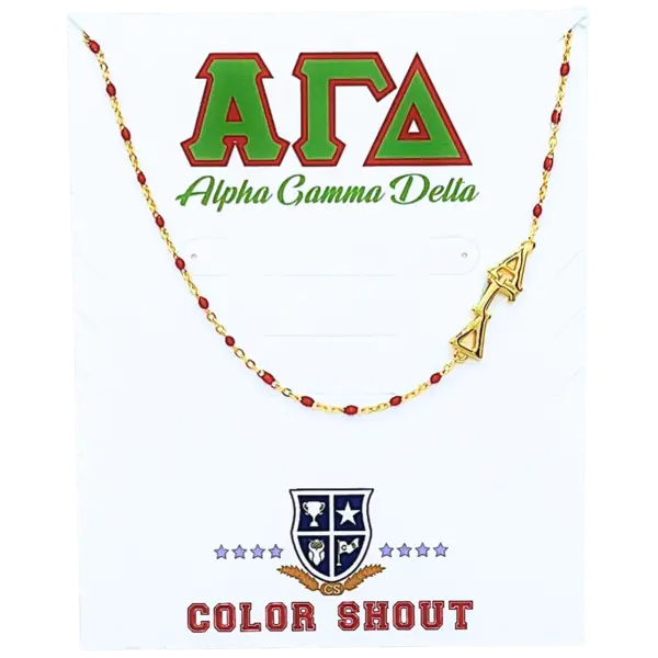 COLOR SHOUT Alpha Gamma Delta Greek Letter Side Set Necklace - Yellow Gold