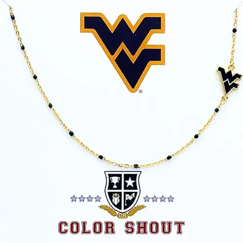 COLOR SHOUT West Virginia University Side Necklace - Yellow Gold