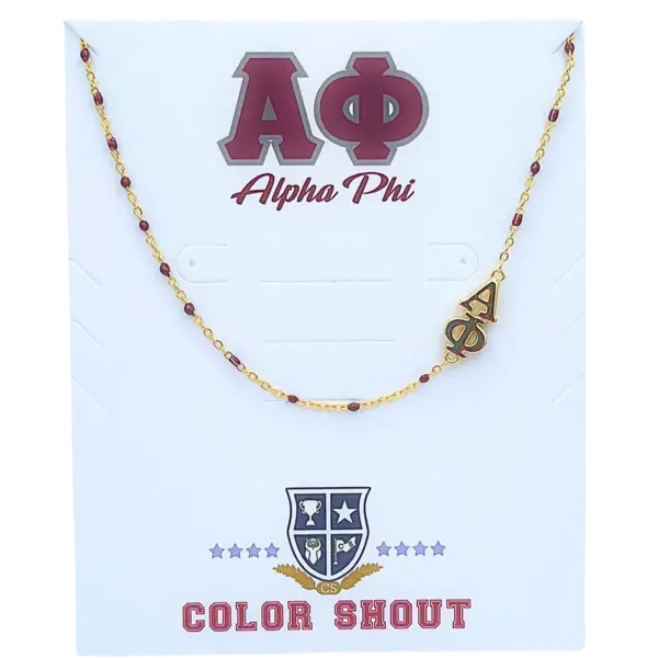 COLOR SHOUT Alpha Phi Greek Letter Necklace - Yellow Gold