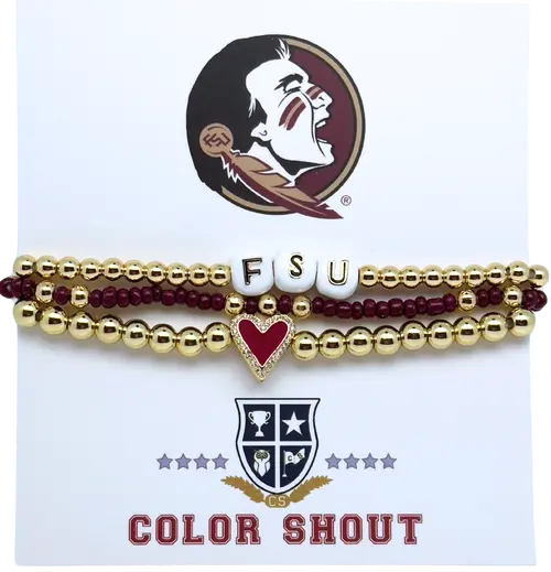 COLOR SHOUT Florida State Bracelet Stack - Yellow Gold