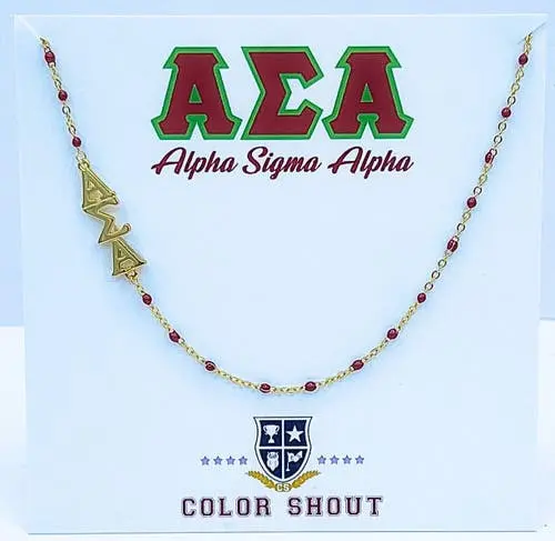 COLOR SHOUT Alpha Sigma Alpha Greek Letter Necklace - Yellow Gold