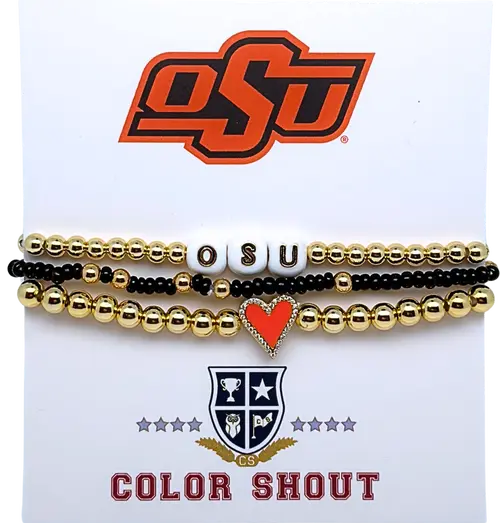 COLOR SHOUT Oklahoma State Bracelet Stack - Yellow Gold