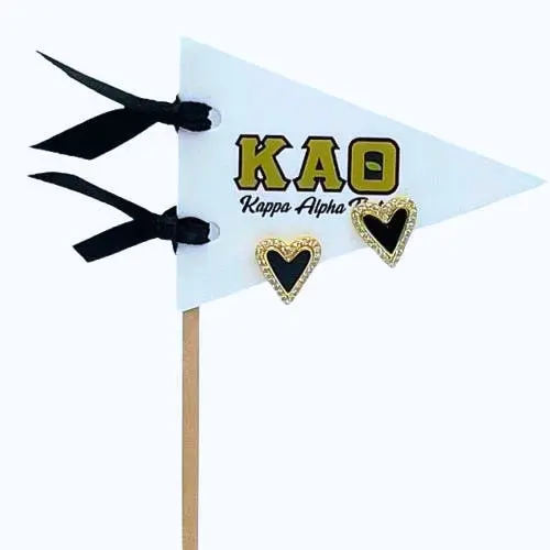 COLOR SHOUT Kappa Alpha Theta Heart Stud Earrings - Yellow Gold