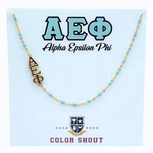 COLOR SHOUT Alpha Epsilon Phi Greek Letter Necklace - Yellow Gold