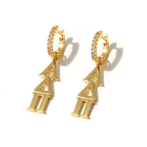 COLOR SHOUT Alpha Delta Pi Greek Letter Huggie Earrings - Yellow Gold