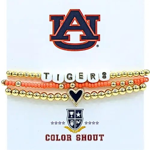 COLOR SHOUT Auburn University Bracelet Stack - Yellow Gold