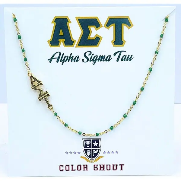 COLOR SHOUT Alpha Sigma Tau Greek Letter Necklace - Yellow Gold