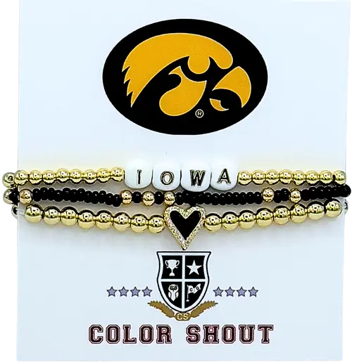 COLOR SHOUT University Of Iowa Bracelet Stack - Yellow Gold