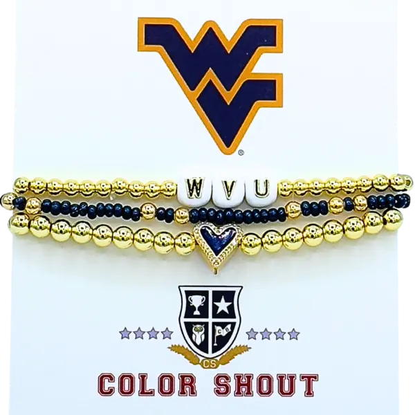 COLOR SHOUT West Virginia University Bracelet Set - Yellow Gold