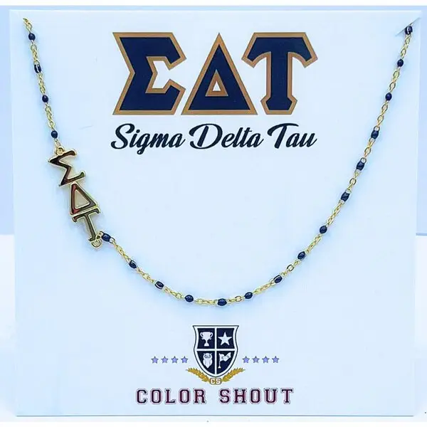 COLOR SHOUT Sigma Delta Tau Greek Letter Necklace - Yellow Gold