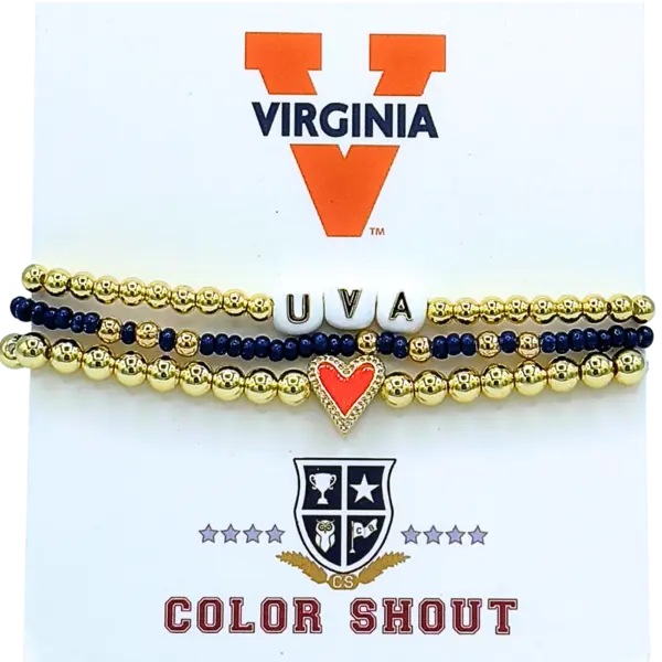 COLOR SHOUT Virginia College Bracelet Stack - Yellow Gold