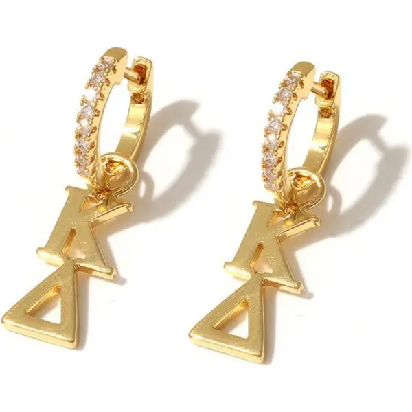 COLOR SHOUT Kappa Delta Greek Letter Huggie Earrings - Yellow Gold