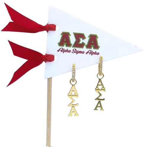 COLOR SHOUT Alpha Sigma Alpha Greek Letter Huggie Earrings - Yellow Gold