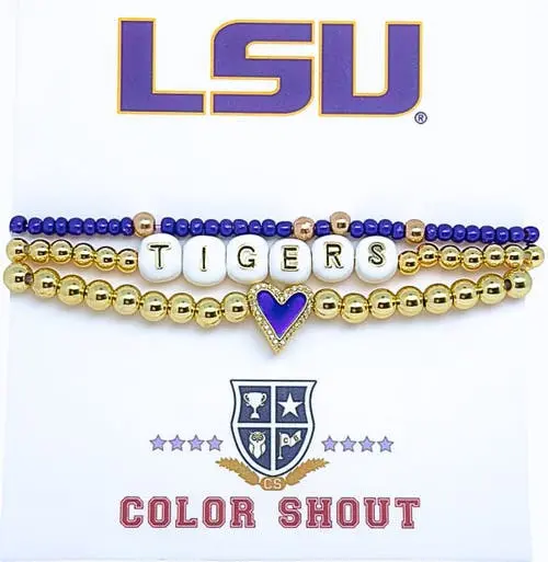 COLOR SHOUT Lousiana State Bracelet Stack - Yellow Gold