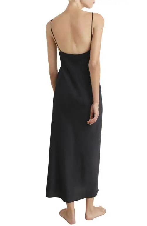 Mango Satin Midi Nightgown - Charcoal