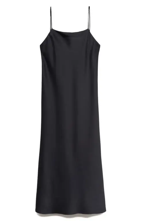 Mango Satin Midi Nightgown - Charcoal
