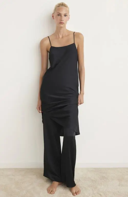Mango Satin Midi Nightgown - Charcoal
