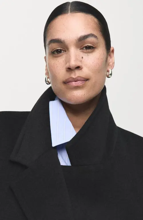 Mango Double-breasted Coat - Black