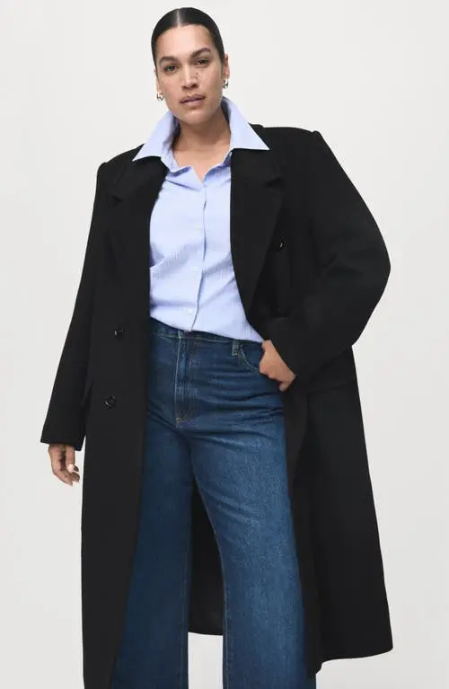 Mango Double-breasted Coat - Black