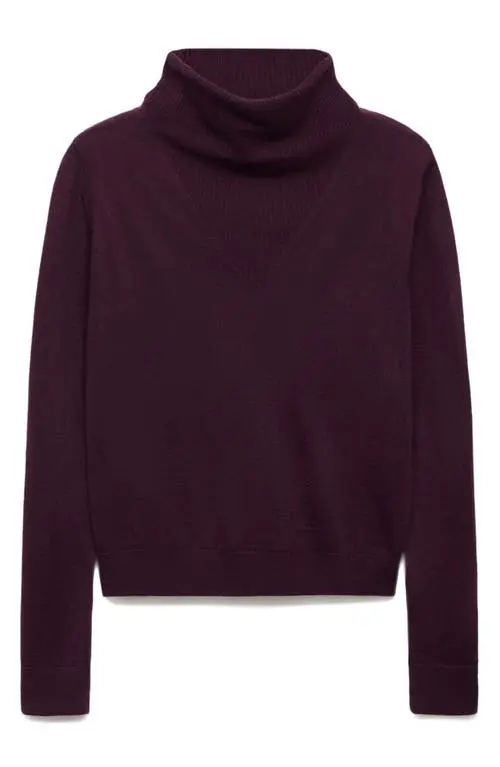 Mango Ribbed Turtleneck Sweater - Wine