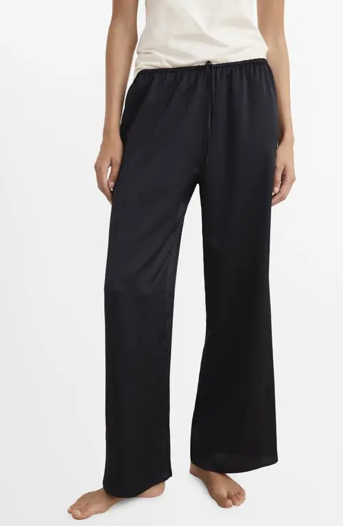 Mango Satin Pajama Pants - Charcoal