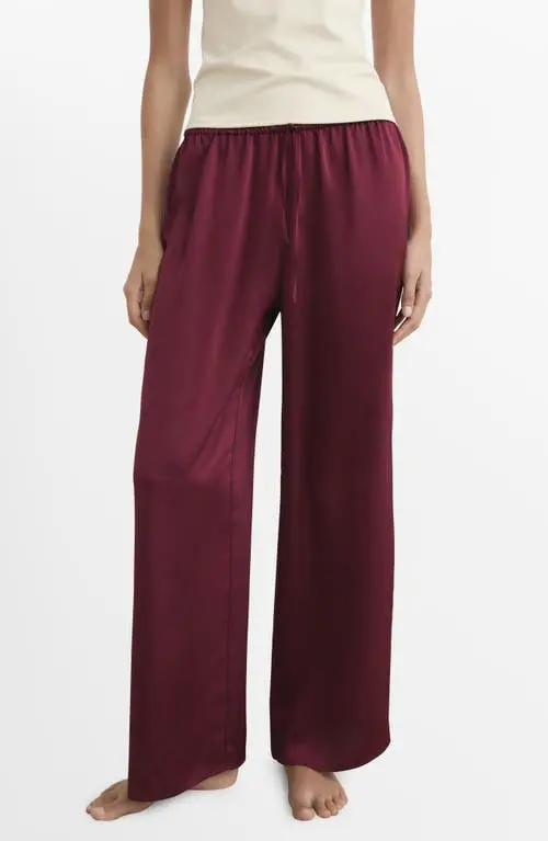 Mango Satin Pajama Pants - Red