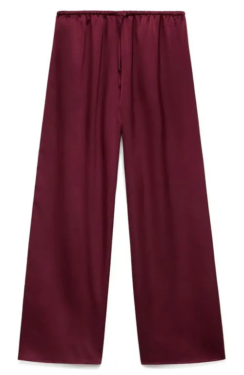 Mango Satin Pajama Pants - Red