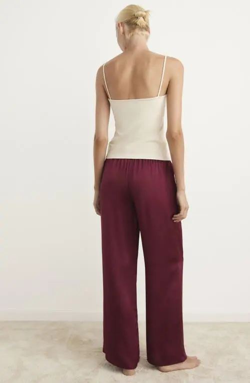 Mango Satin Pajama Pants - Red