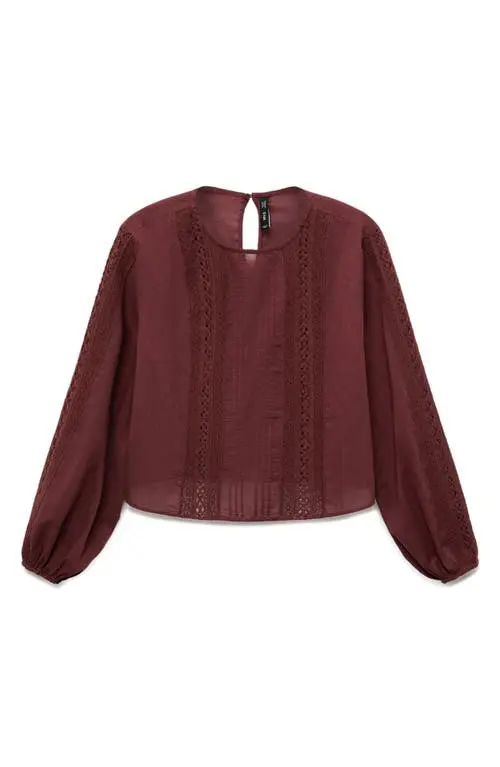 Mango Embroidered Puff Sleeve Top