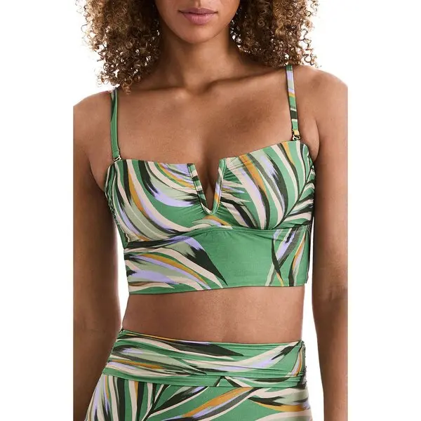 MIMI FLAMINGO Finn Midkini Swim Top - Coastal Leaves