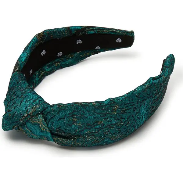 Lele Sadoughi Metallic Knotted Brocade Headband - Jade