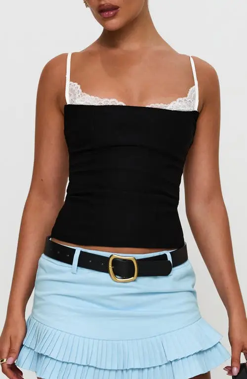 Princess Polly Renaissance Lace Layered Corset Tank - Black