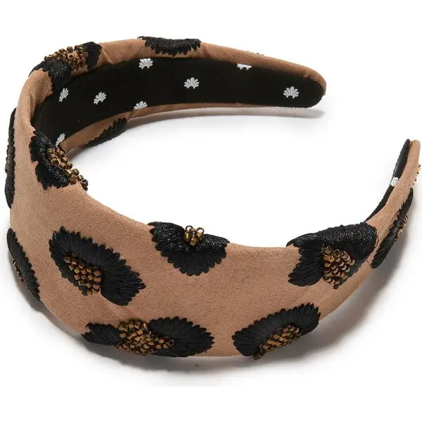 Lele Sadoughi Brigitte Embellished Leopard Headband - Espresso