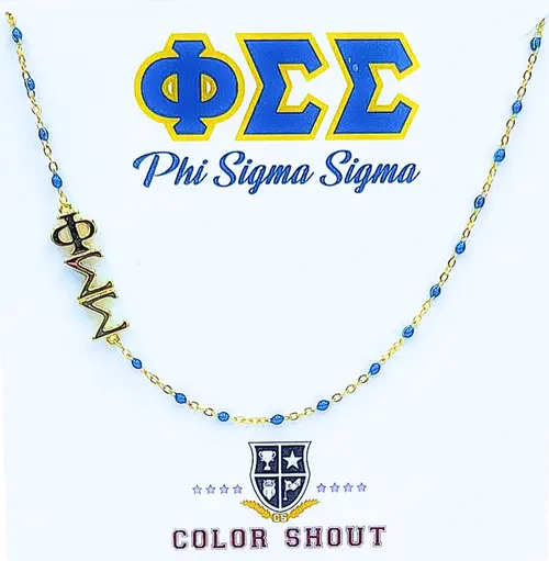 COLOR SHOUT Phi Sigma Sigma Greek Letter Necklace - Yellow Gold