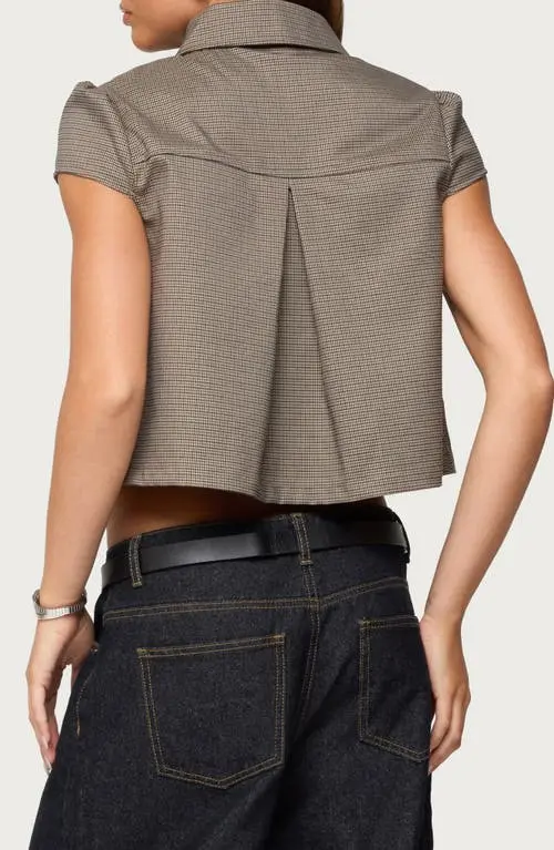 EDIKTED Haislee Houndstooth Crop Top