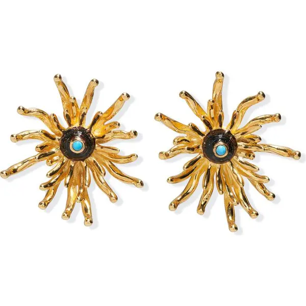 LIZZIE FORTUNATO Cactus Flower Earrings - Gold
