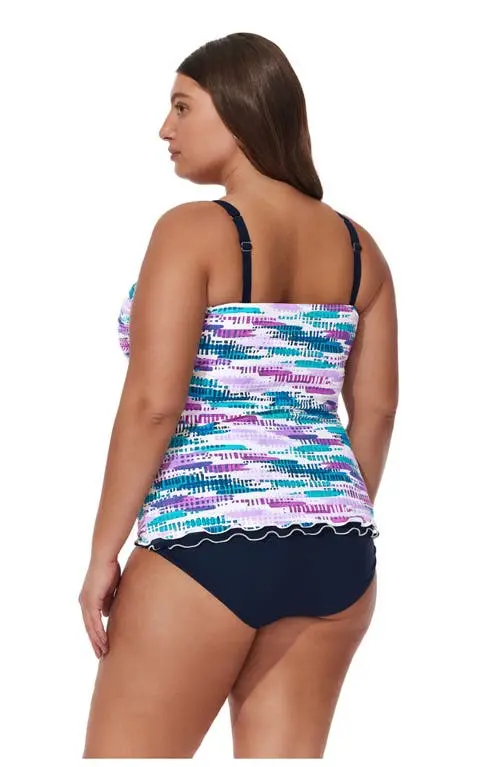 GOTTEX Shirred Underwire Tankini Top - Multi-blue