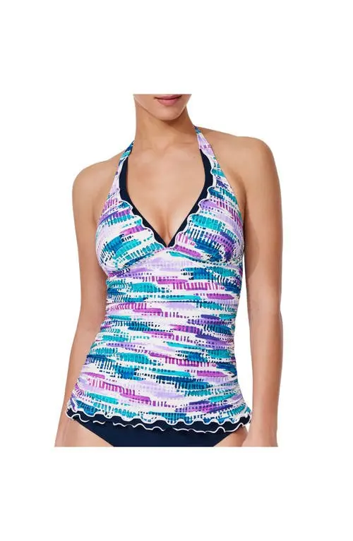GOTTEX Canva Tricolore Halter Tankini Top - Multi-blue