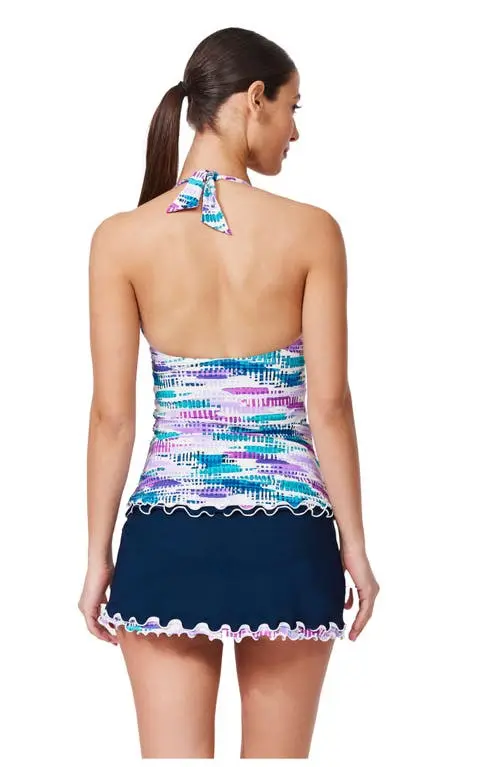 GOTTEX Canva Tricolore Halter Tankini Top - Multi-blue