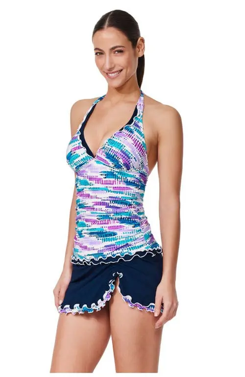 GOTTEX Canva Tricolore Halter Tankini Top - Multi-blue