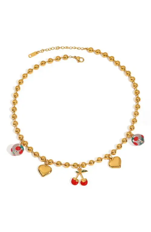 MACRAE & CO. Cherries And Heart Charm Necklace - Gold