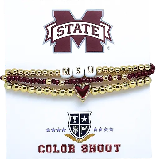 COLOR SHOUT Love My College Bracelet Stack - Yellow Gold