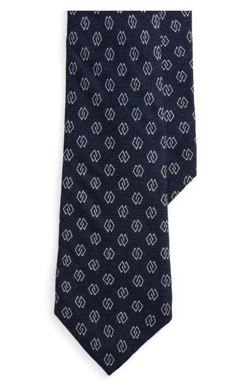Ralph Lauren Purple Label Linked Diamonds Silk Neck Tie - Navy