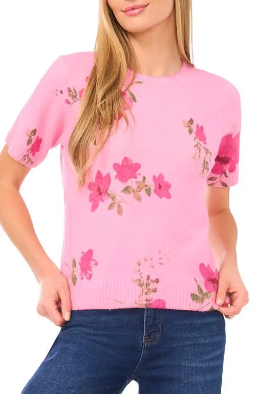 CECE DUPRAZ Floral Short Sleeve Sweater
