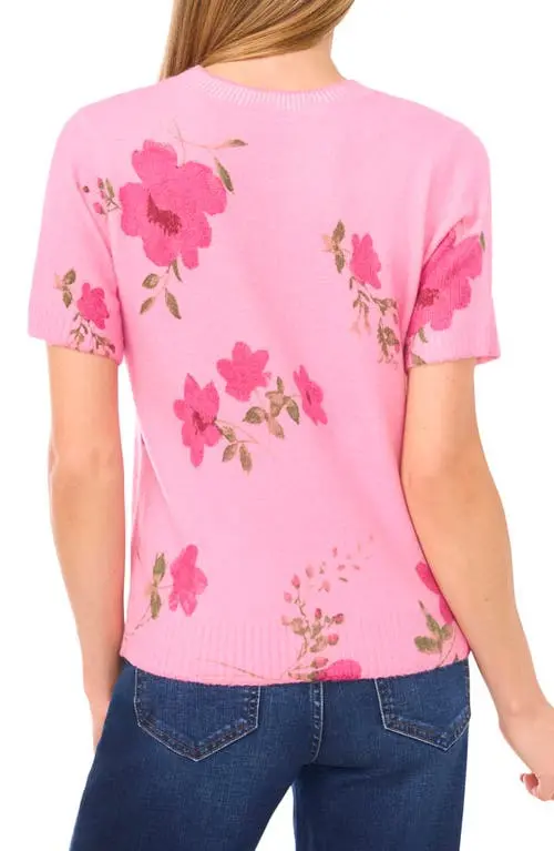 CECE DUPRAZ Floral Short Sleeve Sweater