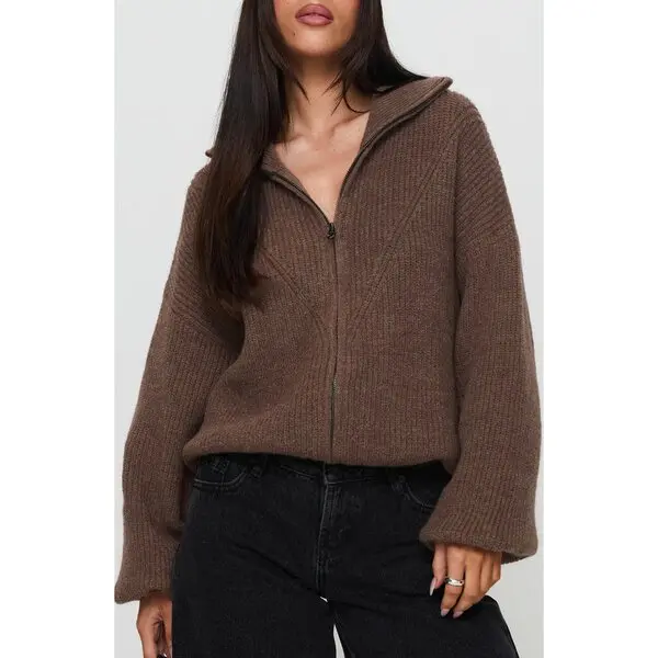 Princess Polly Hertford Zip Front Sweater