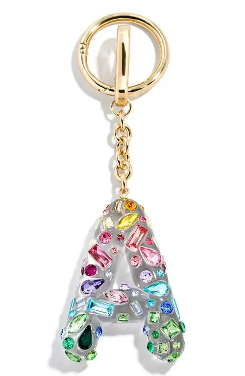 Baublebar Crystal Initial Key Ring Bag Charm - Clear Multi - A