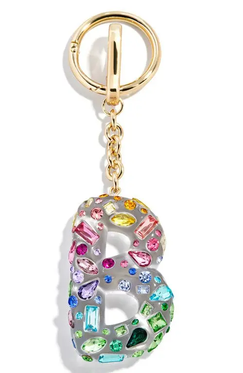 Baublebar Crystal Initial Key Ring Bag Charm - Clear Multi - B