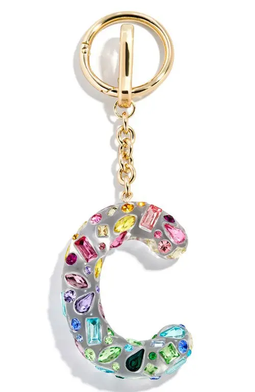 Baublebar Crystal Initial Key Ring Bag Charm - Clear Multi - C